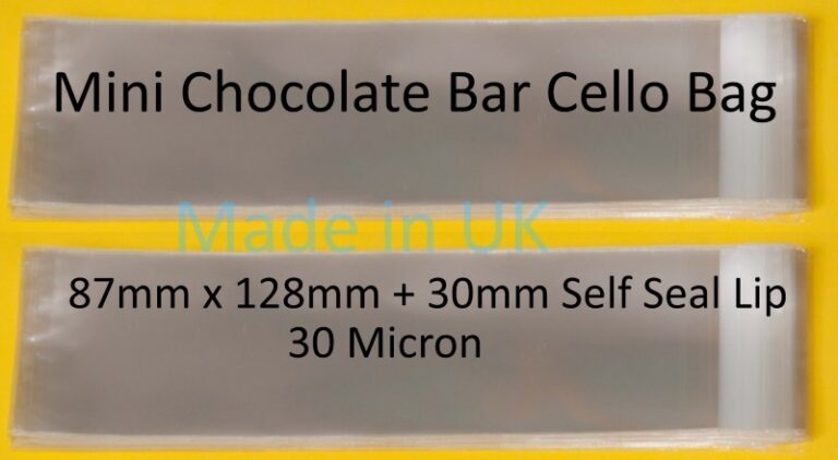 Pack of 2000 - Mini Chocolate Bar Cello Display Bags - 87mm x 128mm ...